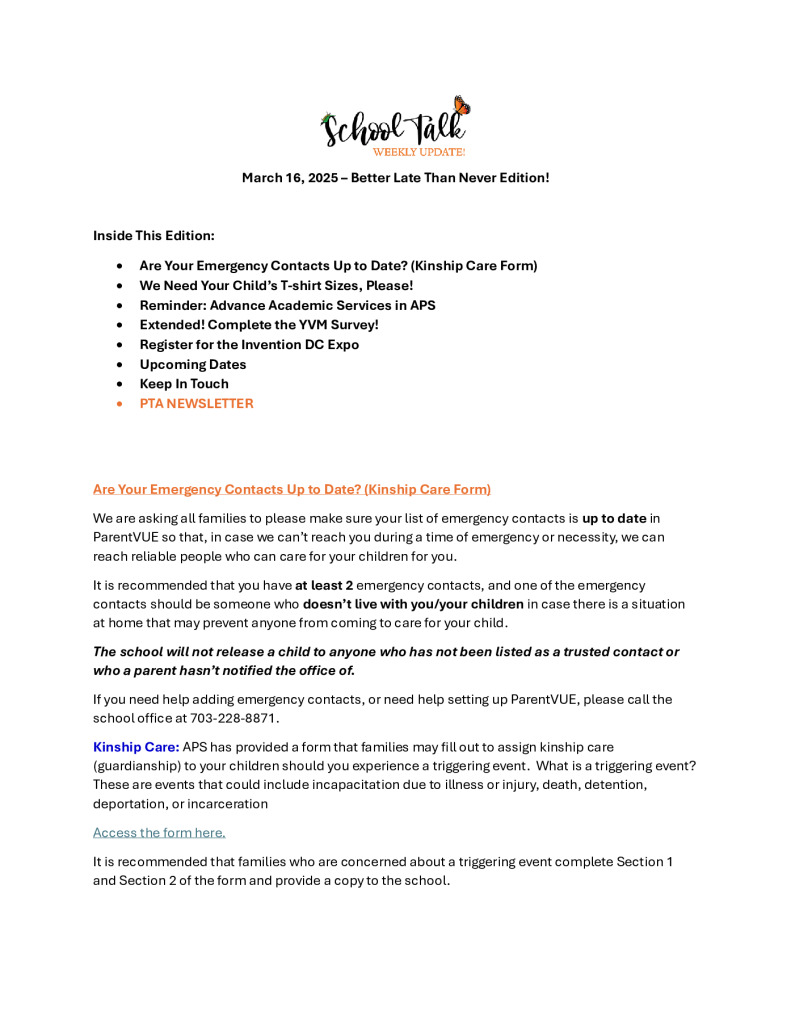 School Talk 3.16.2025 - Montessori Public School of Arlington